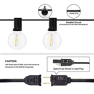 Binval Outdoor Led String Lights 97ft Patio Lights with 48 G40 Shatterproof Bulb(1 Spare) Hanging Globe Lights Waterproof Hanging Lights String for Outside Backyard Porch Bistro Party Garden Gathering