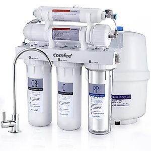 COMFEE’ 5-Stage Reverse Osmosis System, NSF Certified Water Filter for Under Sink, Easy DIY Installation, Ultra Safe Drinking Water Filtration System, Leak-Free RO System, Quiet Operation, 75 GPD