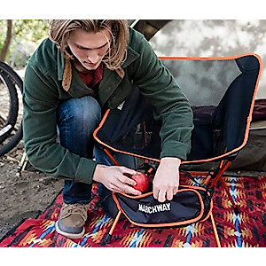 MARCHWAY Ultralight Folding Camping Chair, Heavy Duty Portable Compact for Outdoor Camp, Travel, Beach, Picnic, Festival, Hiking, Lightweight Backpacking (Orange)