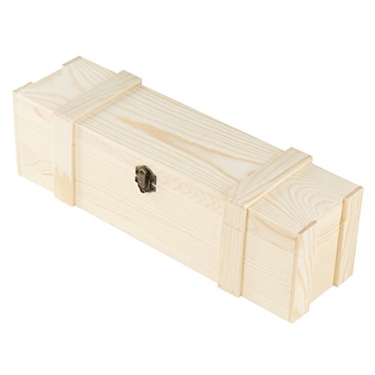 Juvale Wooden Wine Box - Single Wine Bottle Wood Storage Gift Case, Hinged with Clasp Box for Birthday Party, Housewarming, Wedding, Anniversary (13.82 x 3.98 x 3.94 in)
