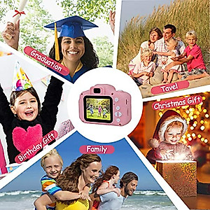 Kids Camera for Girls and Boys,1080P HD Digital Video Cameras for Toddler,Outdoor activity Anti-Drop Cartoon Camera 2.0 Inch Screen video recorder 3-12 Year Old kids Birthday Christmas Gift 32GB SD