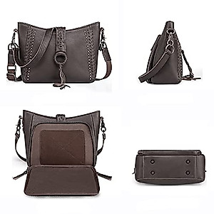 Montana West Genuine Leather Hobo Shoulder Bag for Women Western Woven Satchel Handbags Crossbody Purse with Tassel MWL-G001CF-2