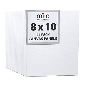 milo Canvas Panel Boards for Painting | 8x10 inches | 24 Pack of Flat Canvas Panels, Primed & Ready to Paint Art Supplies for Acrylic, Oil, Mixed Wet Media, & Pouring, Bulk Painting Party Pack