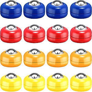 Gejoy 16 Pieces Mini Shuffleboard Replacement Pucks Tabletop Equipment Rollers Set Shuffleboard Curling Accessories (Red, Blue, Orange, Yellow)