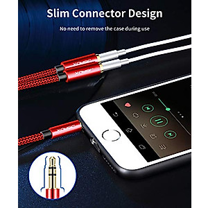 JSAUX Headphone Splitter 3.5mm, Audio Splitter 2 Female to 1 Male, Dual Headphone Adapter Compatible with PS4, PS5, Xbox, Nintendo Switch, PC Gaming Headsets, Phone, Tablet, Laptop and More-Red