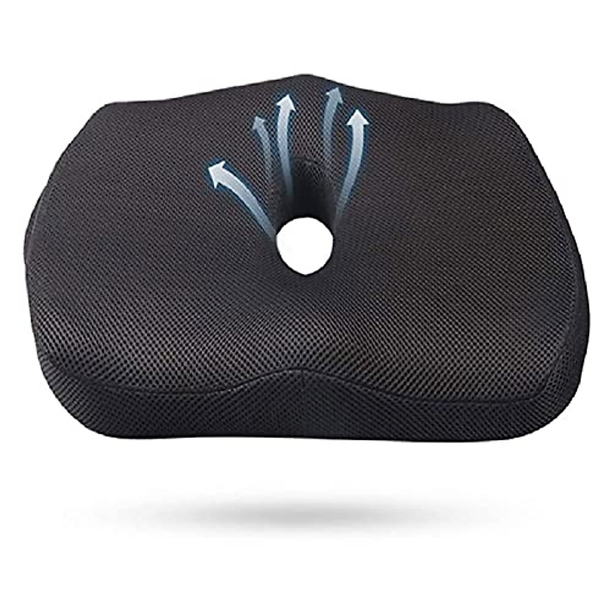 HHWKSJ Cushion - Use for Chairs, Car, Office, Commute, Airplane, Wheelchair - Portable - Relieve Sciatica, Coccyx/Tailbone & Chronic Back Pain Relief - Ergonomic Comfort - Long Lasting (Black)