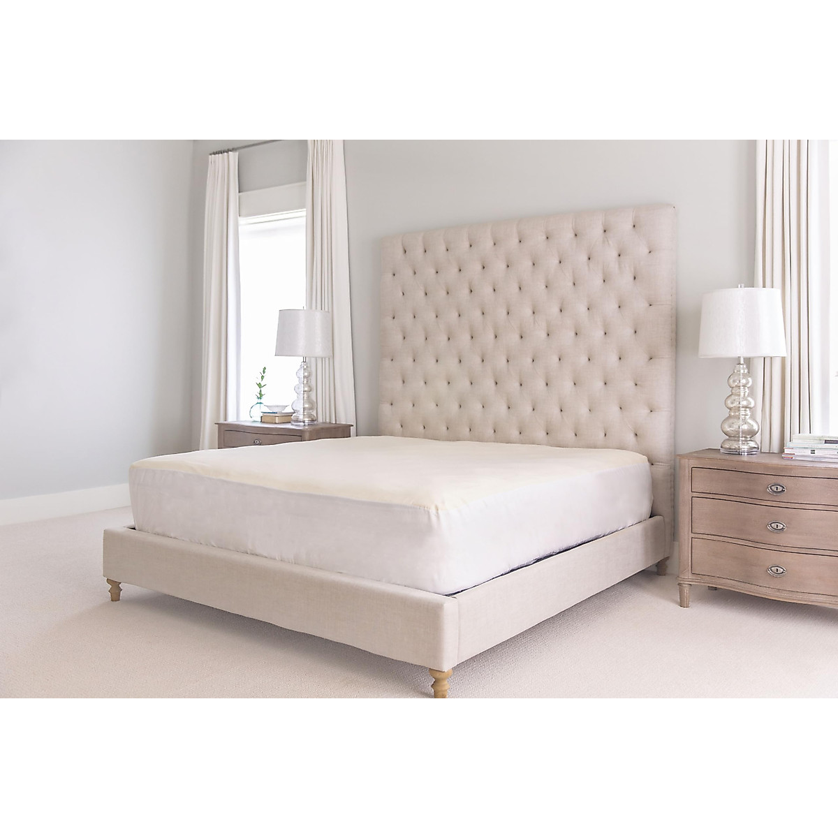 Naturepedic Organic Waterproof Mattress Protector Pad - Washable & Reusable Fitted Stretch Knit Mattress Cover - Highly Absorbent Bed Incontinence Pads - Breathable Fitted Cover for King 9"-16"