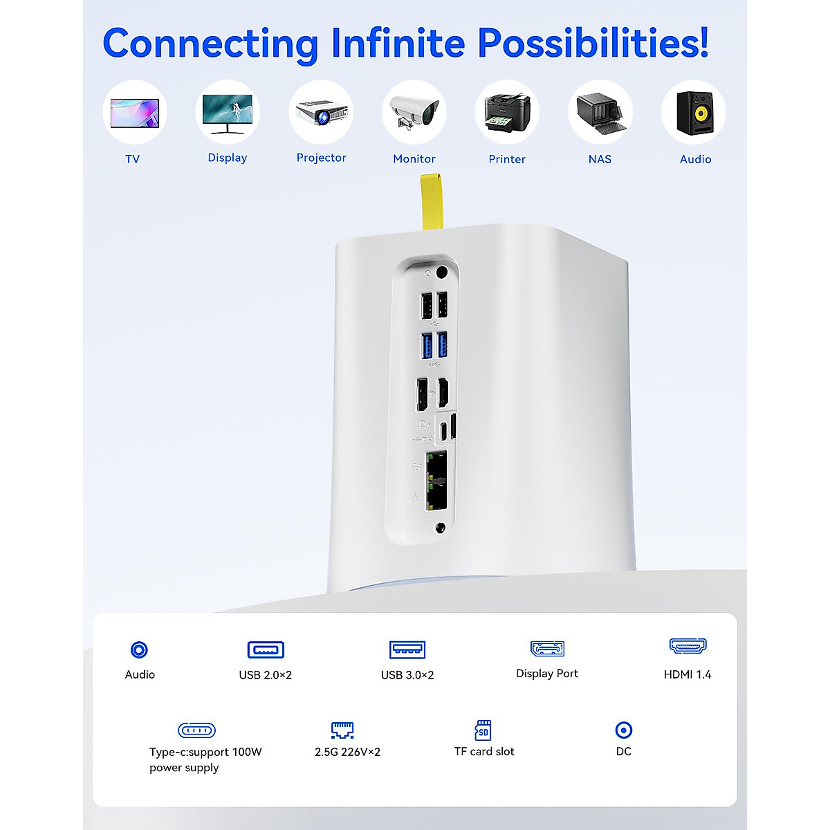 AOOSTAR R1 Intel N100 Mini PC 4C/4T,Support 40T(2 * 20T) 2-Bay Storage, 3-in-1 Mini PC 16GB DDR4 512G NVME SSD Windows 11 PRO WiFi 6 Dual 2.5G LAN Soft Router HTPC