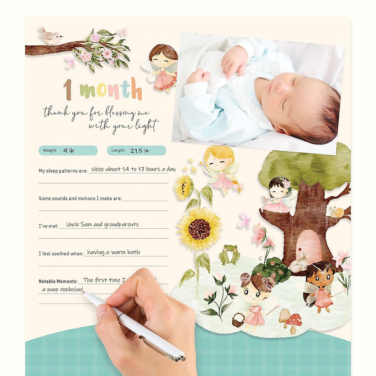 Baby's First Year Book & Calendar with 54 Stickers By Bright Day – Capture Milestones with Baby's First Year Calendar – Keepsake Memory Journal for Newborns