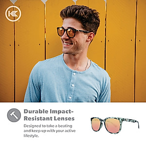Knockaround Paso Robles Polarized Sunglasses for Women & Men - Impact Resistant Lenses & Full UV400 Protection, Grey Tortoise Shell Frames/Rose Gold Reflective Lenses