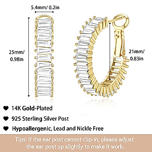 GLOQUAT CZ Gold Hoop Earrings 14K Gold Plated Hoop Earrings for Women Vintage Cubic Zirconia Hoop Earrings Fashion Round Circle Hoops Earrings for Women