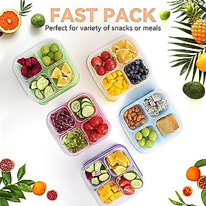 YULEER Bento Snack Boxes - Reusable 4-Compartment Food Containers with Transparent Lids, Set of 10