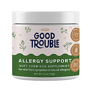 Good Trouble Pets Dog Allergy Support Soft Chew Supplements: Allergy Relief for Itching and Licking - Seasonal Allergy Relief for Dogs - Natural Ingredients Fight Natural Allergens - Boosts Immunity