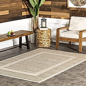 nuLOOM Rickie Solid Striped Indoor/Outdoor Area Rug, 8' x 10', Beige
