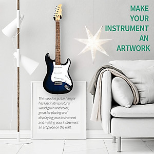 WOGOD Guitar Wall Mount Guitar Hanger Wall Holder - Guitar Wall Hangers Wall Hook Stand for Acoustic Electric Guitars Bass Ukulele - Solid Wood Wall Mount
