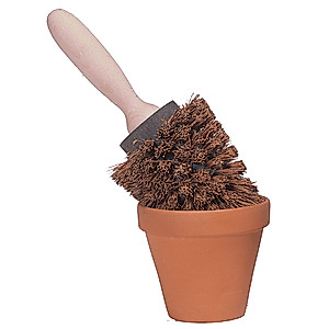 REDECKER Palmyra Fiber Flowerpot Brush with Oiled Beechwood Handle, 9-7/8-Inches - Flower Pot Bristle Brush - Garden Pot Cleaning Brush - Garden Pot Brush