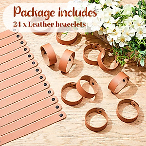 24 Pcs Plain PU Leather Bracelets Blank Snap Bracelets Wrist Cuffs DIY Craft Wristbands for Men Women Jewelry Making, 8.66 x 0.98 Inch, Leather Style
