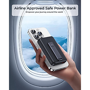 BENKS Magnetic Power Bank, 10000mAh Foldable Kickstand Wireless Portable Charger, for MagSafe Baterry Pack with Two-Way 20W USB-C Port for iPhone 15 Pro Max/15 Pro/15 Plus/15, iPhone 14/13/12 Series