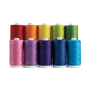 Connecting Threads 100% Cotton Thread Sets - 1200 Yard Spools (Set of 10 - Over The Rainbow)