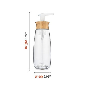 Updated Full Circle Foamance Glass Foaming Soap Dispenser Bamboo Lid, 16-Ounce, Clear