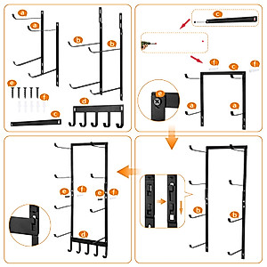 YiSeyruo Yoga Mat Holder Wall Mount: Yoga Mat Home Storage Organizer Rack Metal | Foam Roller Holder 4 Sections with 5 Hooks for Hanging Yoga Resistance Bands Equipment Accessories at Home Gym