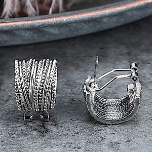 Mytys Two Tone Earrings for Women Gold and Silver Rose Gold Crossover Half Hoop Statement Designer Stud Earrings (style 2)