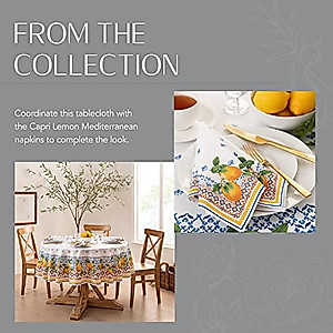 Elrene Home Fashions Capri Lemon Double-Bordered Mediterranean Fabric Tablecloth, Rectangle, 60 inches X 84 inches