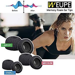 WEUPE Memory Foam Ear Tips Compatible with AirPods Pro, Replacement Earbud Tips Covers, Anti-Slip Eartips, 3 Pairs (S, M, L) (Black)