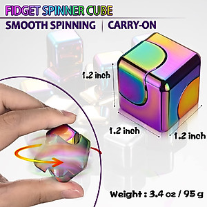 Fidget Spinner Toys Cube Adults, Easter Basket Stuffers for Teens Metal EDC Cool Desk Gadgets Office Toys Small Anxiety Figette Sensory Toy, ADHD Tool Fingears Figet Stress Valentine Gift for Boys