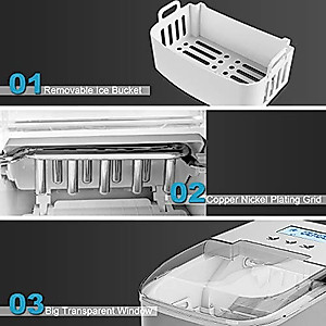 COSTWAY Countertop Ice Maker, 26LBS/24H with Self-Clean Function, LCD Display, 9 Bullet Ice/ 7 Mins, Portable and Compact Ice Machine with Ice Scoop, for Homes, Offices, Bars, Stainless Steel