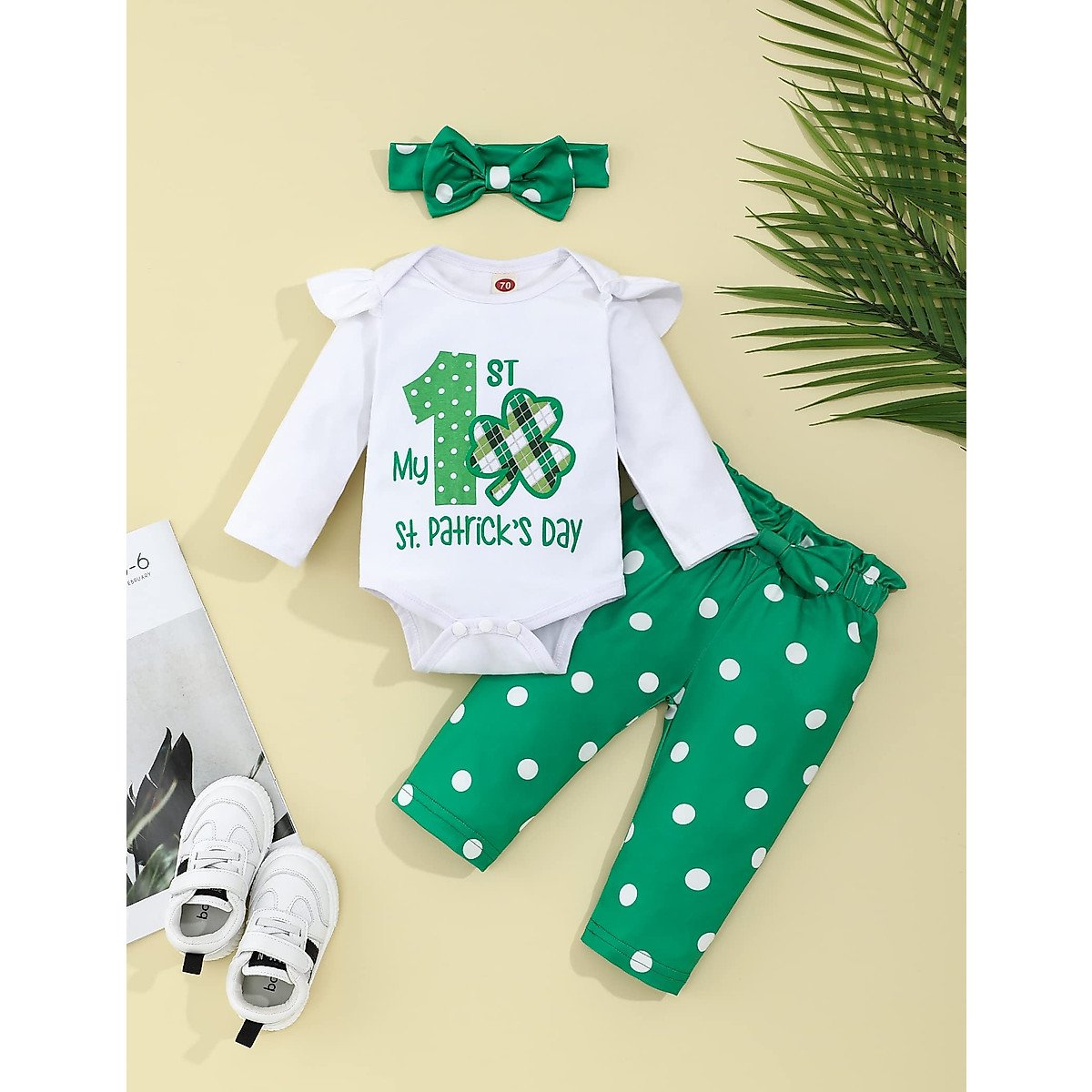 bilison My First St.Patrick's Day Outfit Baby Boy Girl Clothes Green Leaf Clover Pants Set