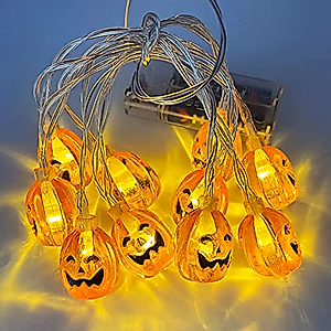 Halloween Lights 3D Acrylic Pumpkin Lantern String Lights Battery Powered Holiday Lights for Halloween Party Indoor Fall Outdoor Harvest Thanksgiving Halloween Decorations