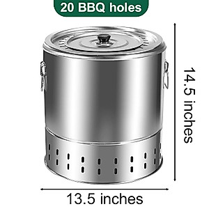 Charcoal BBQ Hanging Stove,Stainless Steel BBQ Grill Mesh Barrel,Portable Cylindrical Charcoal Braised Grill Barrel, 360° All Round Roasting Multi-functional Rolling Grilling Basket.