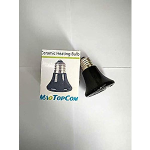 MaoTopCom 25 Watt Mini Black Reptile Heat Lamp Bulb 2 Pack 25W 60MM Pet Infrared Ceramic Heat Emitter for Brooder Coop Lizard Lambs Snake No Light, AC 110V