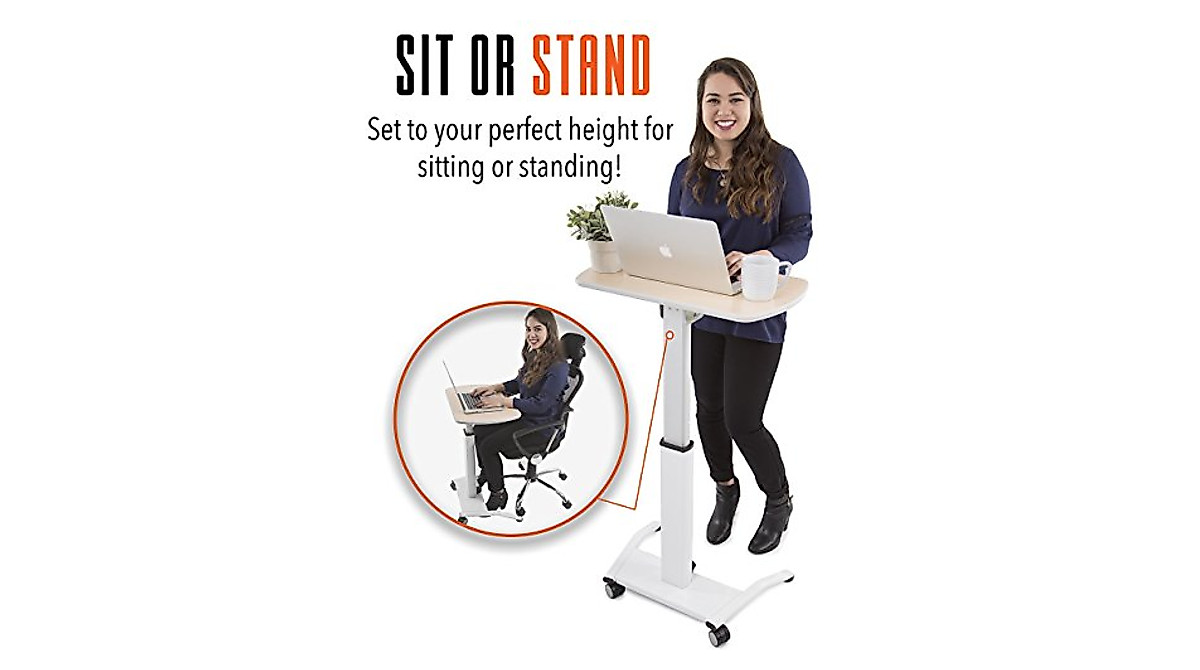Portable Adjustable Laptop Stand with Wheels & Tilting Desk