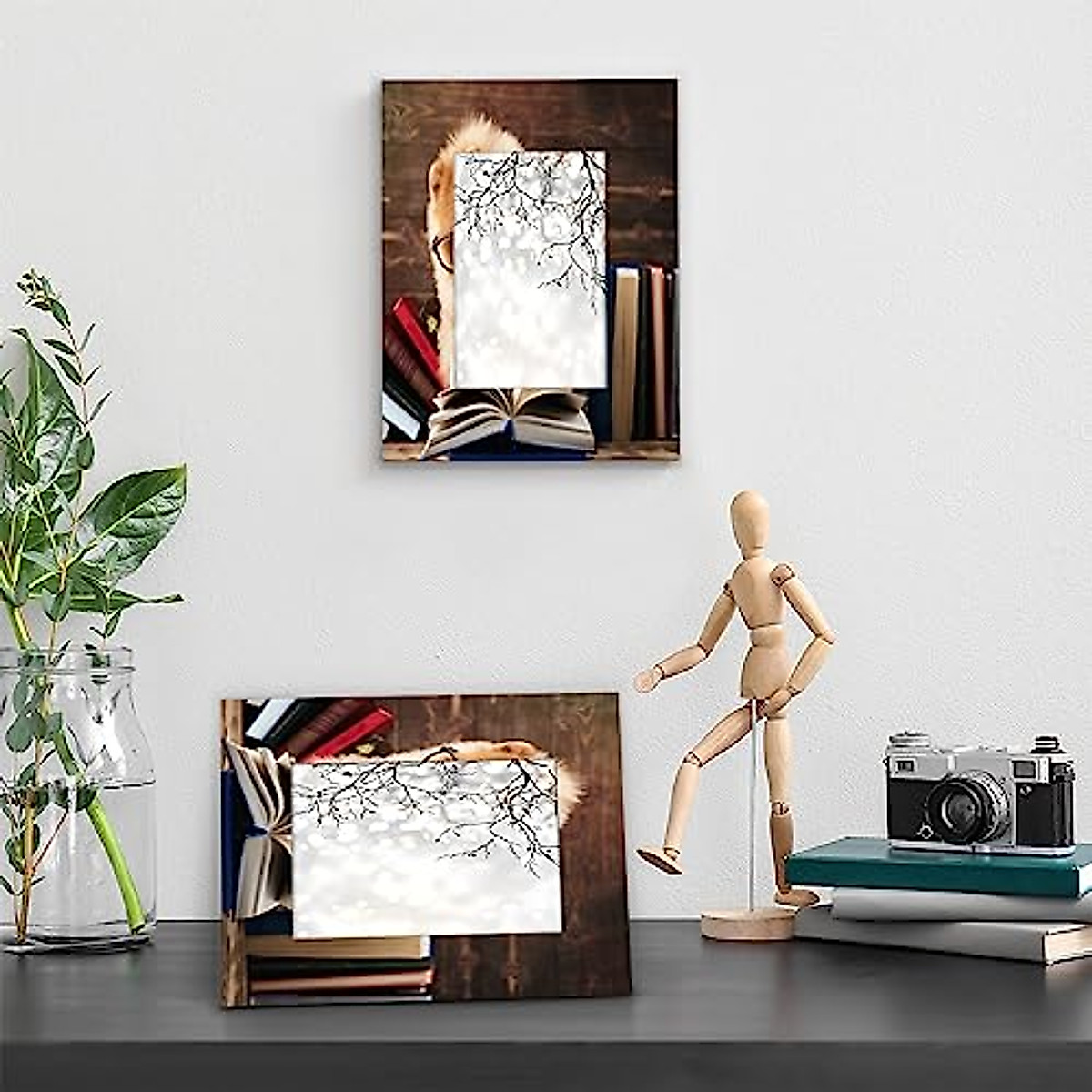 Yzrwebo Animal Dog 11x14 Picture Frame Book Wood Grain Wood Photo Frames High Transparent Horizontal and Vertical Tabletop Display or Wall Mounting for Family Home Gallery Office