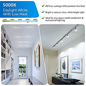 Maylaywood GU10 LED Light Bulbs, 50 Watt Halogen Equivalent, Daylight White 5000K, 450 Lumens, Non-Dimmable, 4W LED Bulb Replacement for Recessed Track Lighting, 120 Degree Flood Beam, 5-Pack