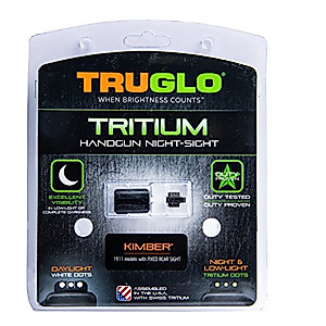 TG TG231K Tritium Glow in the Dark Handgun Pistol Sight for Day & Night Use, Compatible w/ Kimber 1911 Models w/ Fixed Rear Sight, Black