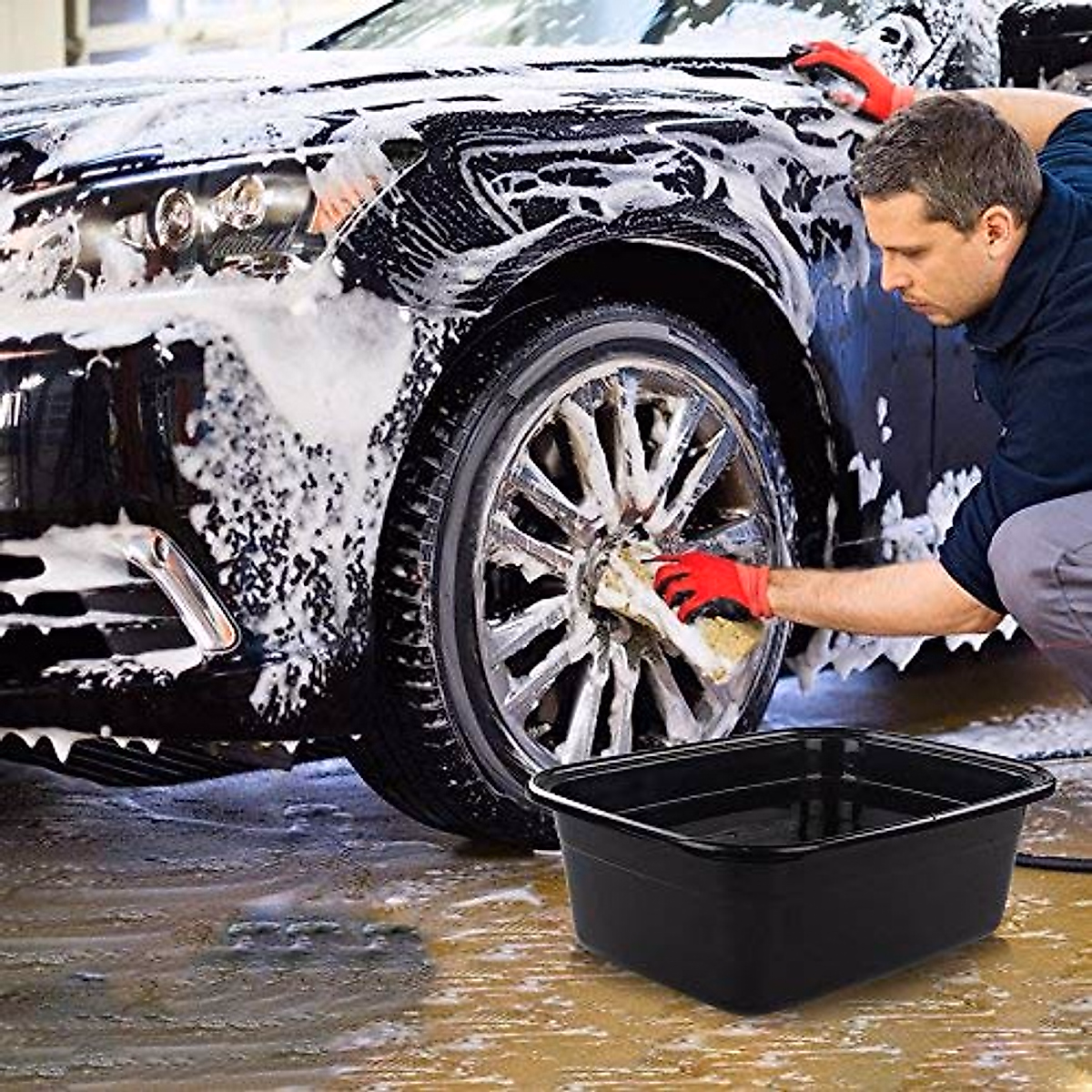 Saedy Black Dish Pan for Washing Dishes,16 Quart, 3 Packs