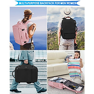 Getravel Travel Backpack For Women Men Airline Approved, Carry On Backpack, 17 inch Laptop Backpack, Waterproof Casual Outdoor Luggage Weedender Bag, Hiking Backpack(Black)