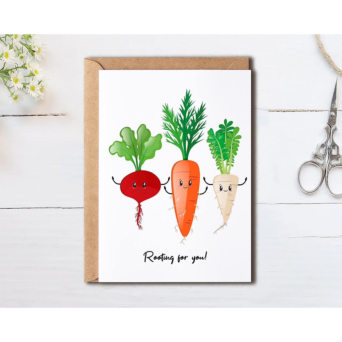OystersPearl Rooting For You Good Luck Card Congratulations Card Vegetable Card Food Pun Card - Vegetable Card - Cute Memory Card - Cute Birthday Card