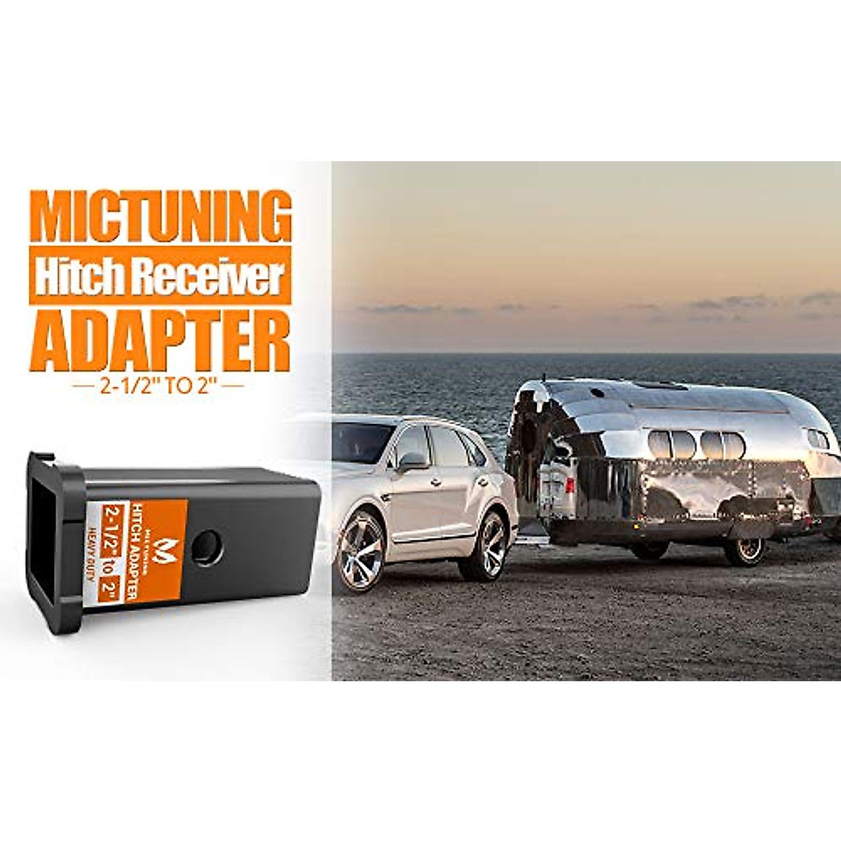 MICTUNING 2-1/2 Inch Class V to 2 Inch Class III and IV Trailer Hitch Receiver Adapter Reducer 2.5 Inches to 2 Inches Sleeve Convertor