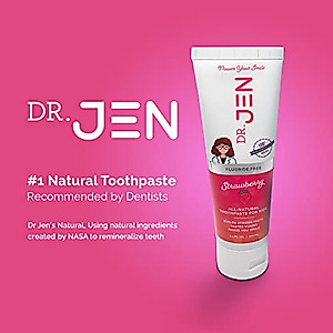 Dr Jen Fluoride Free, Children’s Remineralizing Toothpaste, Safe-to-Swallow, Kid Friendly, Nano Hydroxyapatite, Dentist Recommended, Eliminate Mouth Bacteria (3.4 oz, Pack of 1)