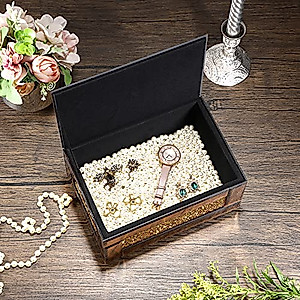 Hipiwe Glass Mirrored Jewelry Box with Crushed Diamond Decor Jewelry Trinket Organizer Box Keepsake Box Treasure Chest Case for Rings Earrings Necklace Storage Box (Large, Gold)