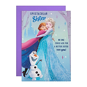 Hallmark Birthday Card for Sister - Disney Frozen Design with Activity
