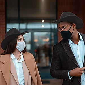 Wool Cowboy Cowgirl Hat for Men Women Classic Roll Up Brim Fedora Western Black