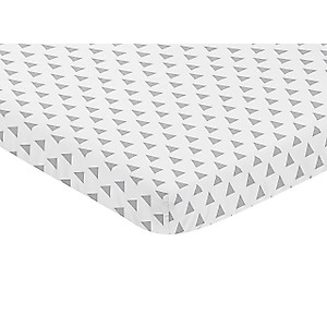 Sweet Jojo Designs Grey and White Triangle Baby Boy or Girl Unisex Fitted Mini Portable Crib Sheet for Earth and Sky Collection - for Mini Crib or Pack and Play ONLY