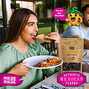 RICO RICO - Dried Ancho Chiles, 4 Oz - Premium Dried Chiles, Great for Birria Sauce, Mexican Mole, Enchiladas, Salsas, Pozole, Mild to Medium Heat, Sweet & Smoky Flavor. 100% Natural Dried Chili Peppers, Resealable in Kraft Bag by RICO RICO