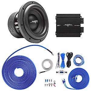 Skar Audio MA-8 D2 Single 8" 400W RMS Subwoofer Package with RP-350.1D Amplifier and 8 Gauge OFC Amp Wiring Kit