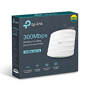 TP-LINK EAP115 V4TP-Link N300 Wireless Access Point – PoE Powered, Free Managing Software, Free Facebook/SMS Registration Portal(EAP115), White (Renewed)